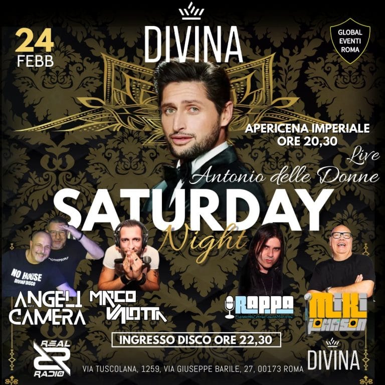 Divina Roma Sabato 24 febbraio 2024 Apericena e dj set 80 90